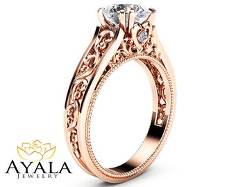 Ayala Jewelry Unique Engagement Ring Rose Gold by AyalaDiamonds