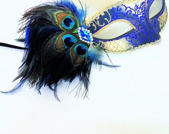 Blue and gold mask | Etsy