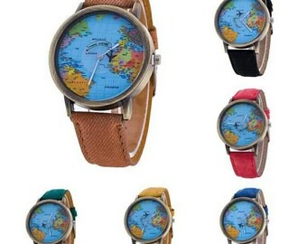 World map watch | Etsy