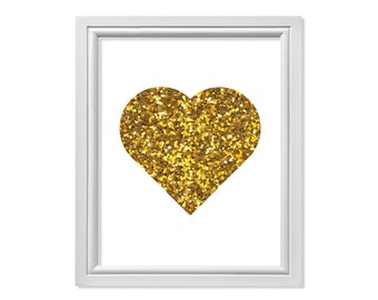 Gold heart printable | Etsy