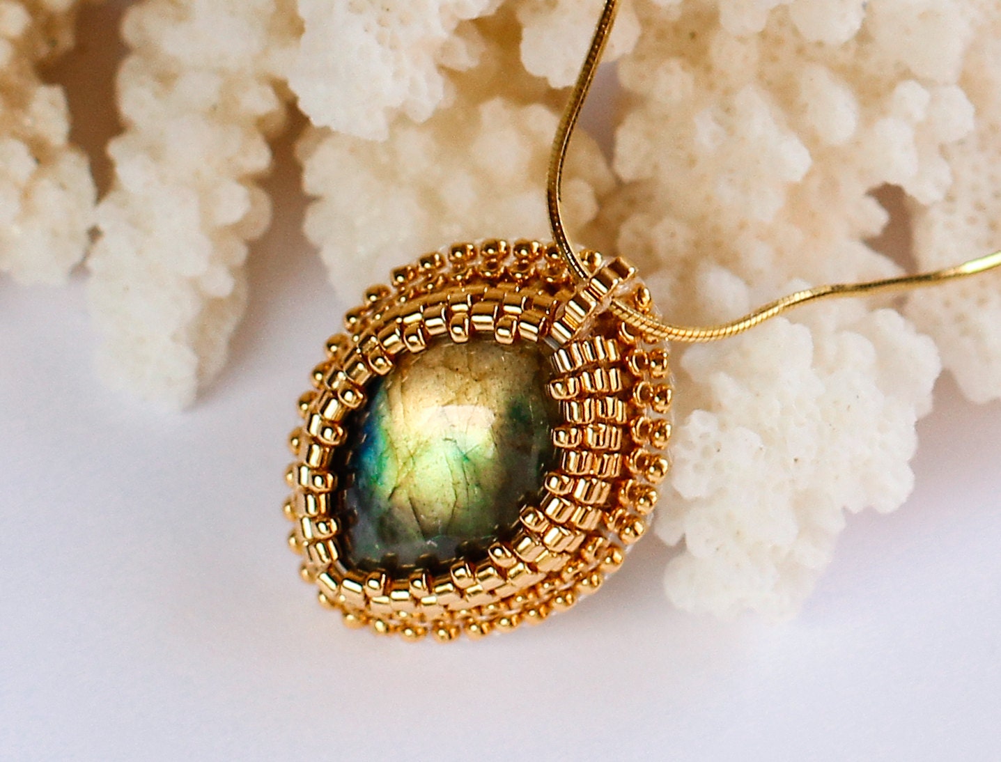 24k gold necklace Labradorite necklace by JuliaDesignShop on Etsy