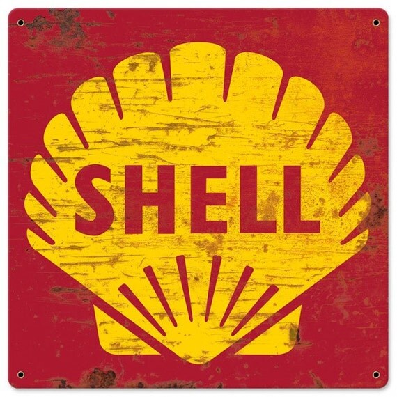 1961 Shell Gasoline Advertising Replica Grunge Sign USA Made