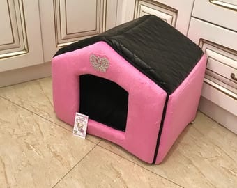 Pink and golden princess dog bed Designer dog bed Personalized
