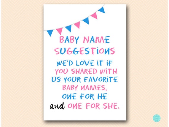 Baby Name Suggestion Sign Gender Reveal Sign Boy or Girl