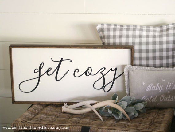 Get cozy sign winter decor cozy wall art 2x1 farmhouse