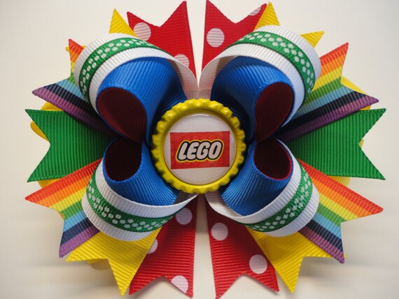 LEGO Boutique Stacked Hair Bow RedYellowGreenRoyal Blue