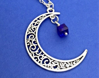 Blue moon necklace | Etsy