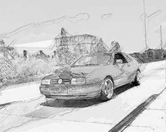 Car sketch | Etsy