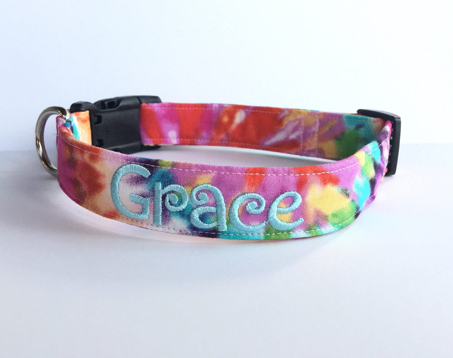 Embroidered Dog Collar Personalized Dog Collar tie dye Dog