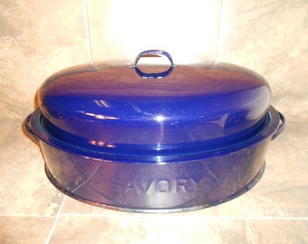 Blue enamel roaster | Etsy