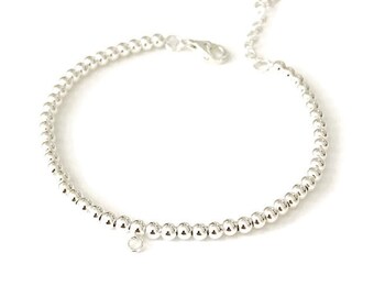 Silver ball bracelet | Etsy