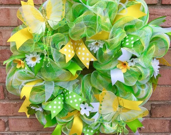 Spring mesh wreath | Etsy