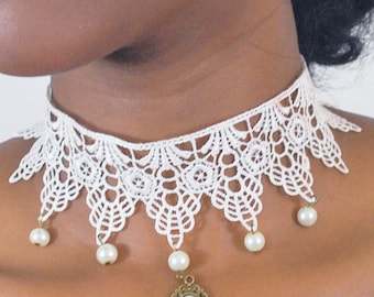 Beaded lace choker | Etsy