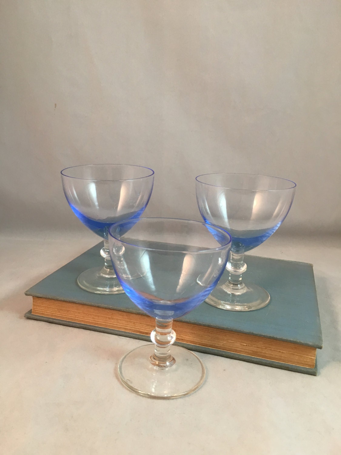 Blue Aperitif Glasses Set of Three Coctail glasses