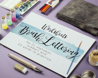 Hand lettering worksheets | Etsy