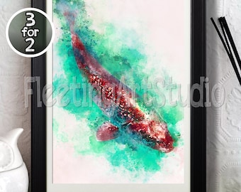 Watercolor koi fish | Etsy