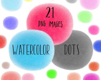 Watercolour circles digital clipart. Multi colour hand