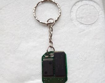 Circuit Board Keychain with Moon and Stars lights up