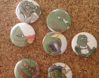 Pepe Frog pin set of 5 1 inch buttons