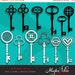 Vintage Antique Keys Clipart & Digital Stamps. Key by MUJKA