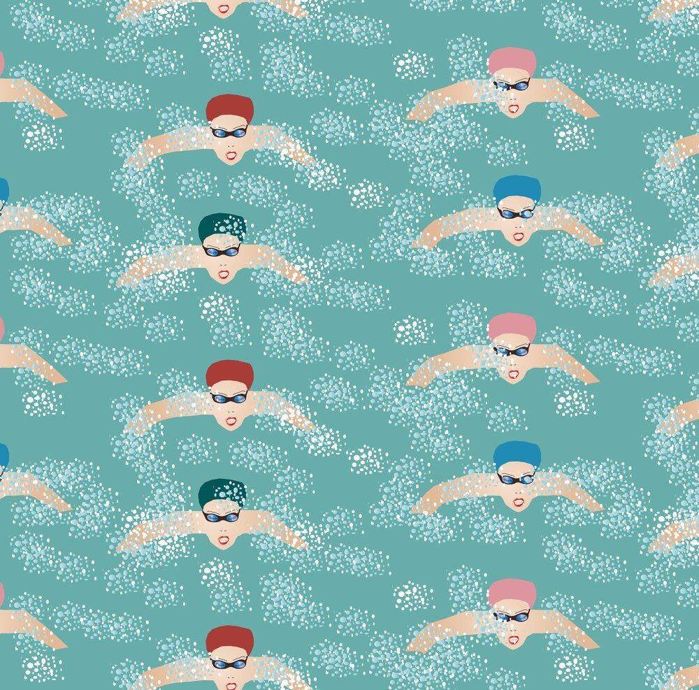 Olympic Swimmers Fabric Olympic Swimmers Pool By Kociara