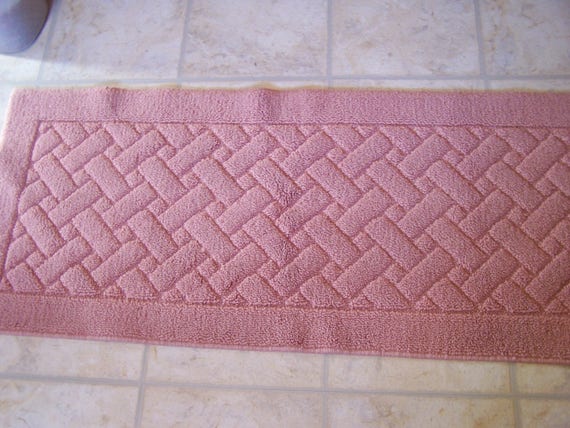 Vintage Throw Rug Older Dusty Rose Pink Rubber Backed