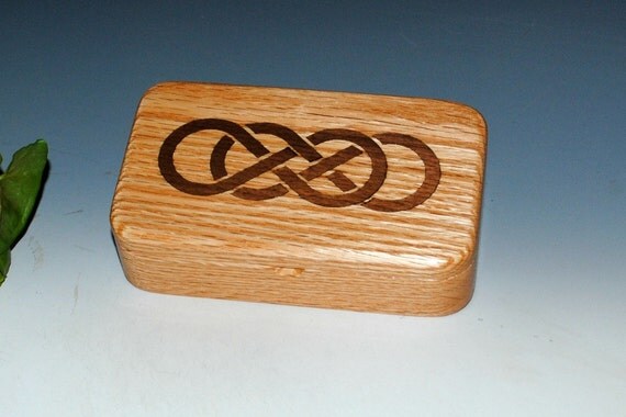 Wood “Oyster” Box – Oak With Laser Inlaid Walnut Double Infinity Symbol ...