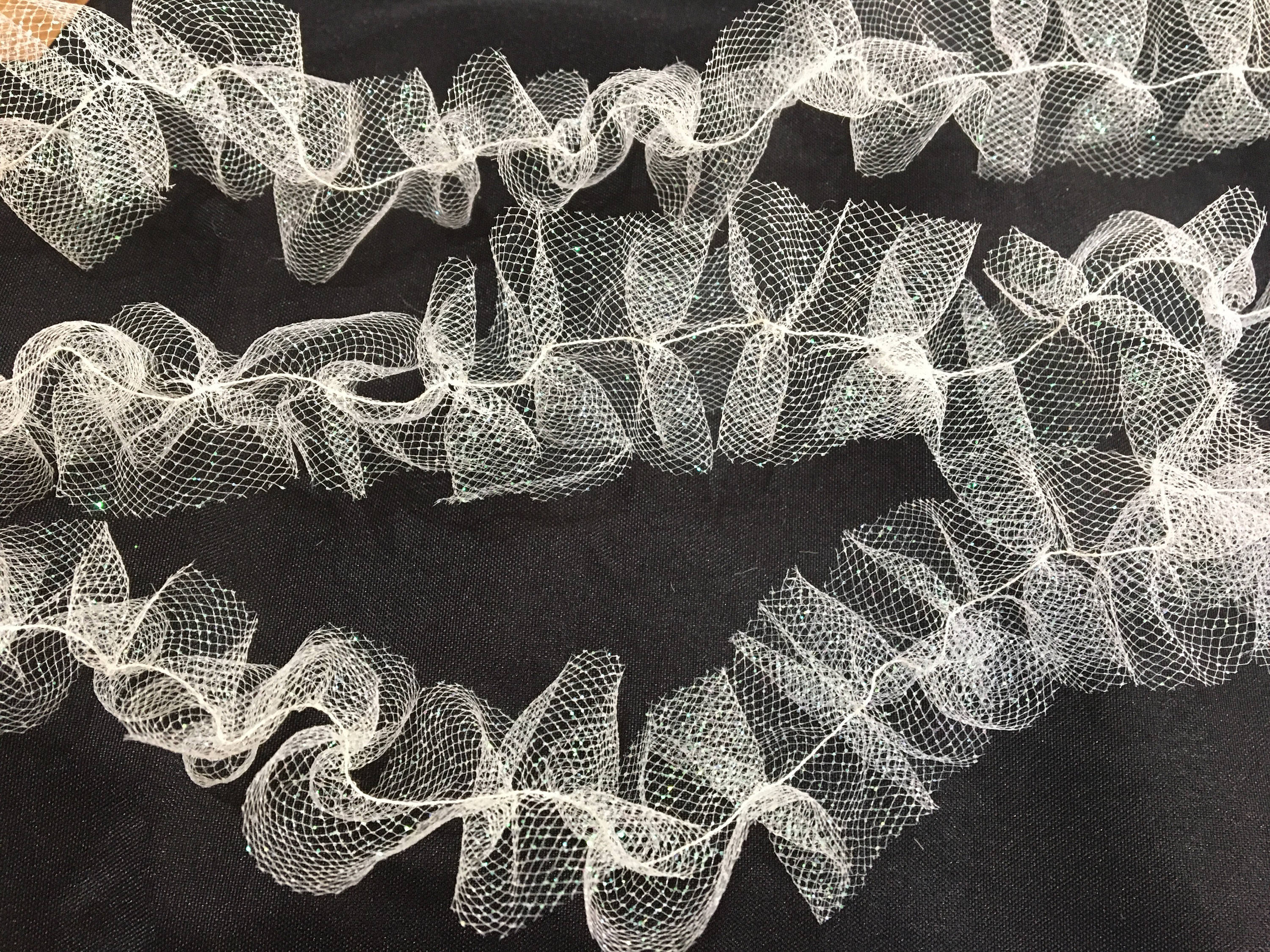 Tulle Ruffle Ribbon, GLITTER Ivory Tulle Ruffle, Ruffle Ribbon, Use for ...