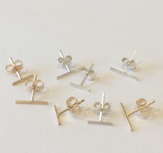 Gold Bar Studs Bar Earrings Tiny Earrings Sterling Silver