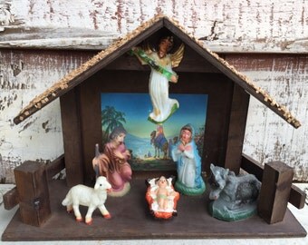 Wooden creche | Etsy