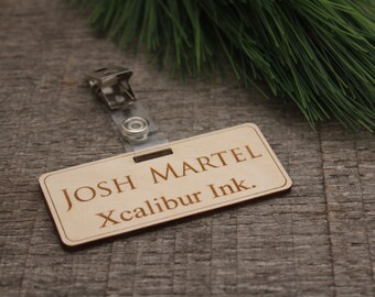 Wooden name badge | Etsy