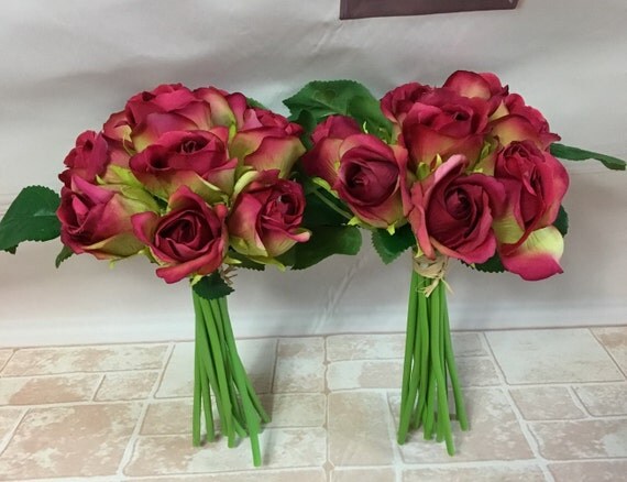 Dark Red Flower Bouquet Silk Rose Floral Bouquet For Wedding