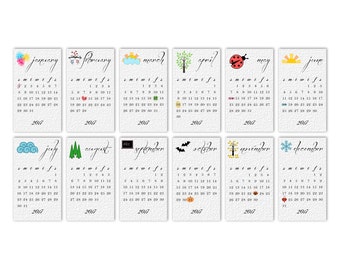 Items similar to Calendar Months Cards Owl Polka Dot Hobo Stitched ...