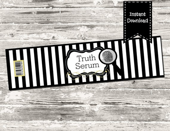 Instant Download Truth Serum Murder Mystery Birthday Party Water Bottle ...