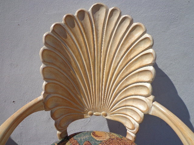 For Genevieve Armchairs Italian Carved Wood Seashell Shell Back Dining ...