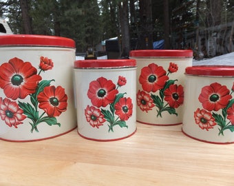 Red canister set | Etsy