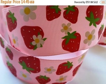 Items similar to Strawberry Print Extra Wide 1.5in Grosgrain Ribbon - 1 ...