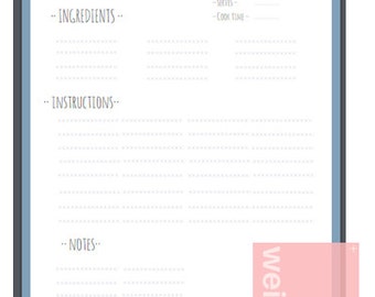 Recipe template | Etsy