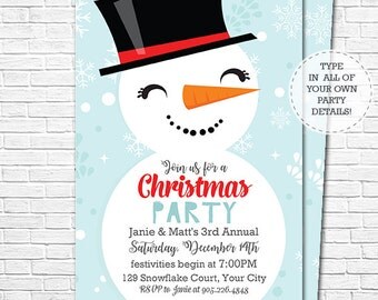 Snowman invitations | Etsy