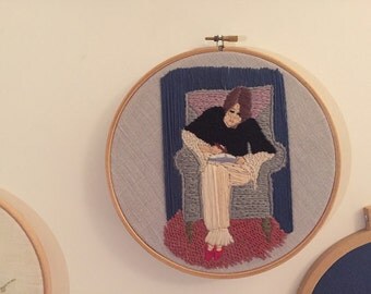 Reading embroidery | Etsy