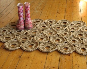 Big Crochet jute door rug / Doormat / Welcome rug / 100%