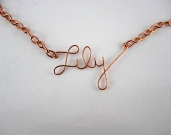 Wire name necklace | Etsy