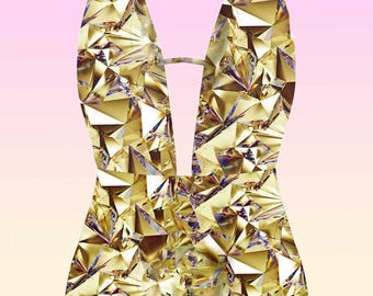 Gold swimsuit | Etsy