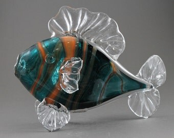 Items similar to Hand Blown Glass Fish Chinook Salmon Sculpture on Etsy