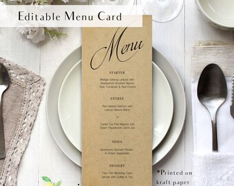 Rustic menu card | Etsy