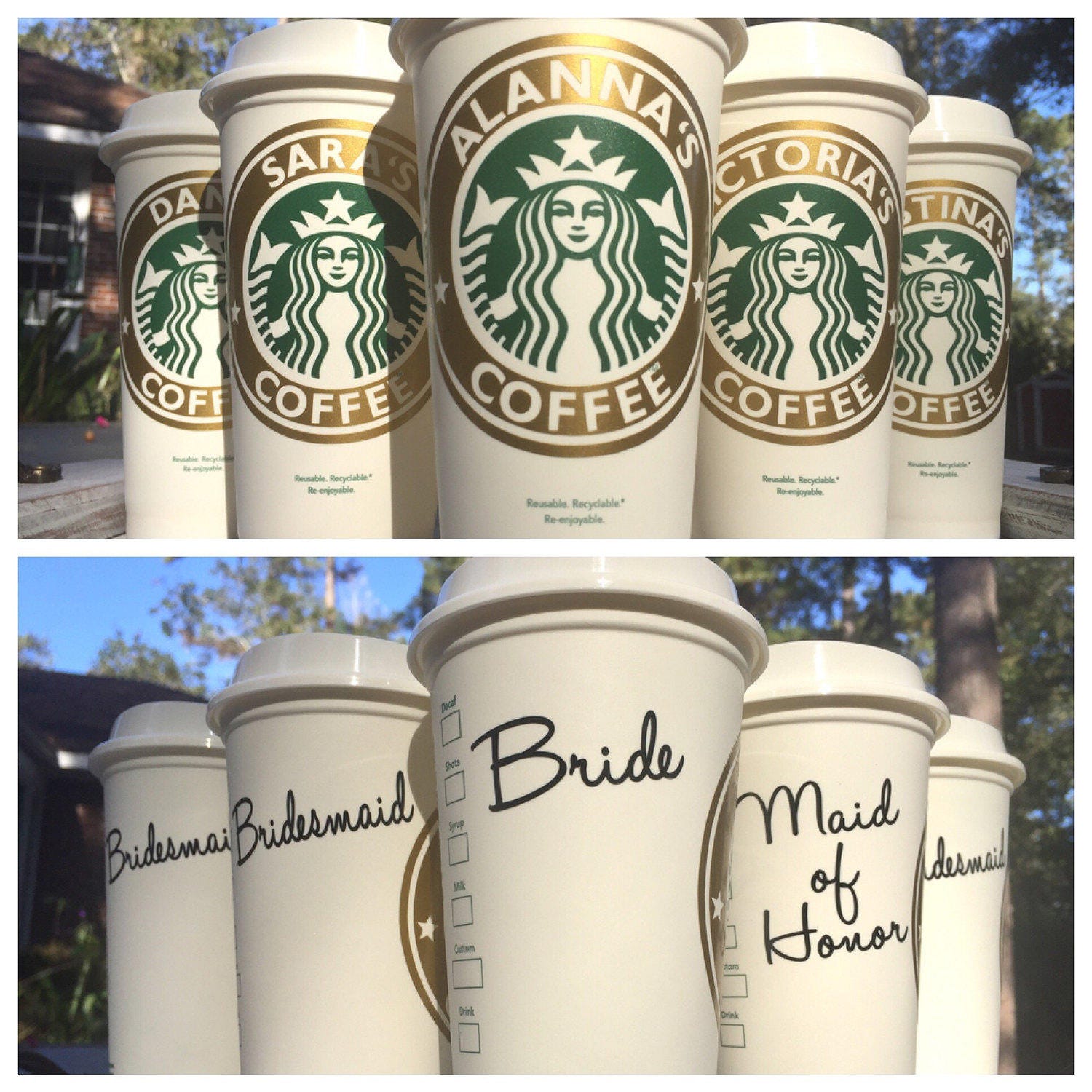 Set of 6 Starbucks Cup Starbucks Personalized Coffee Cup