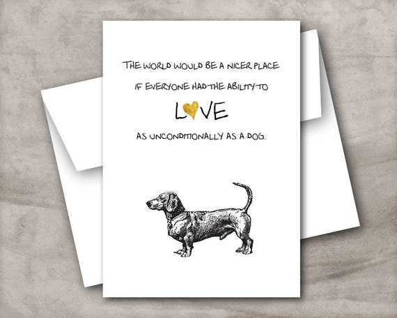 Dachshund card. Pet loss card. Dog sympathy card. Dog lover