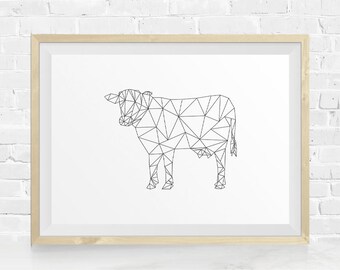 Geometric cow | Etsy