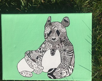 Panda painting | Etsy