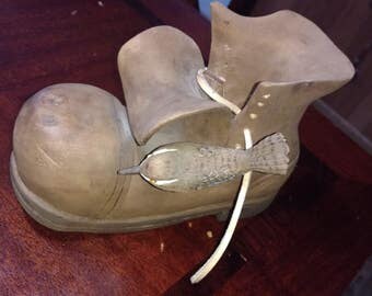 Carved wood boot | Etsy